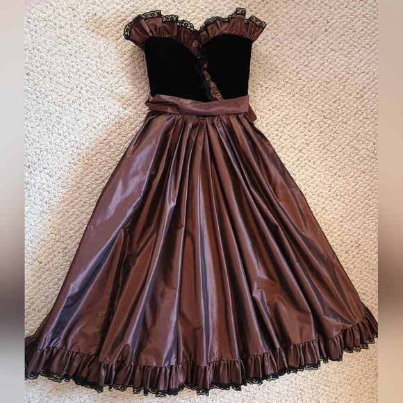 Victor Costa | Dresses | Victor Costa Satin Dress In Rich Brown | Poshmark